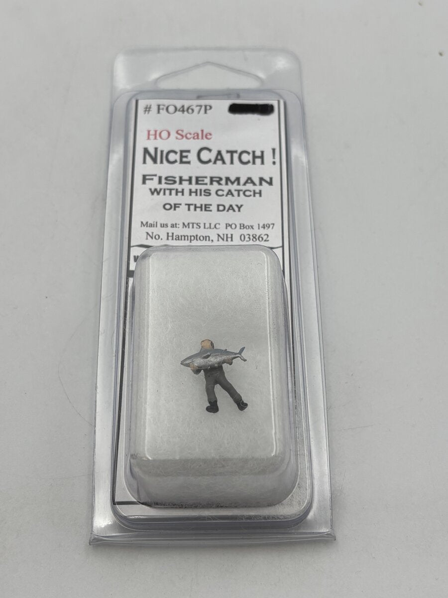 Model Tech Studios FO467P HO Fisherman With His Catch Of The Day Figur ...
