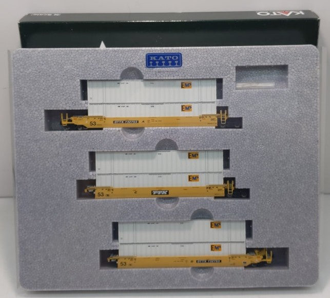 Kato 106-6115 N Scale TTX Gunderson MAXI-IV Double Stack Car Set LN/Bo ...