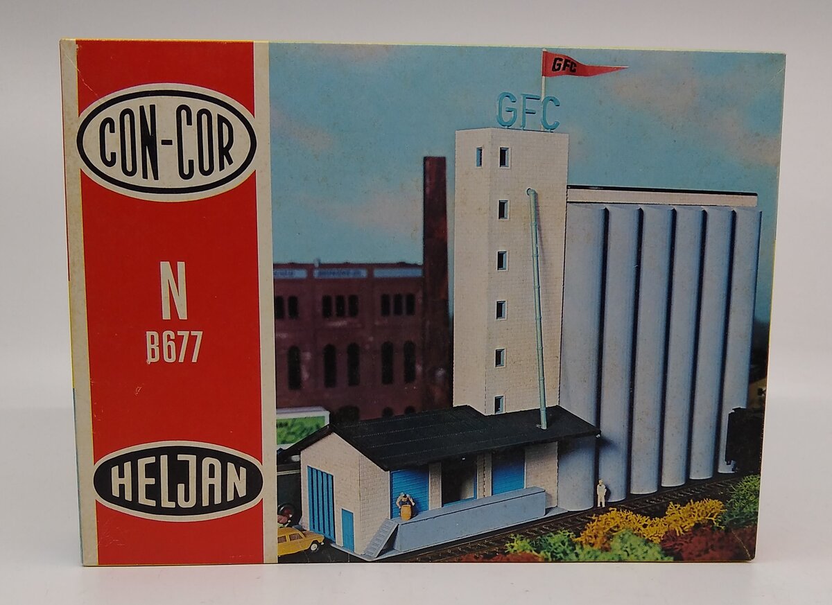 Heljan B677 N Scale Con-Cor Grain Farmers Cooperative Building Kit – Trainz