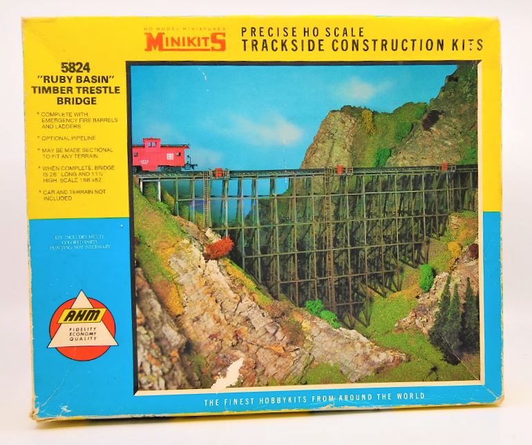 AHM 5824 HO Scale Minikits ''Ruby Basin" Timber Trestle Bridge – Trainz