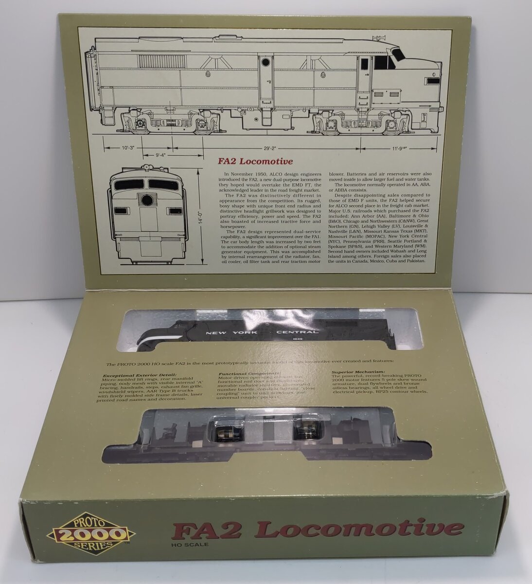 Proto 2000 8309 HO Scale New York Central FA2 Diesel Locomotive #1049 ...