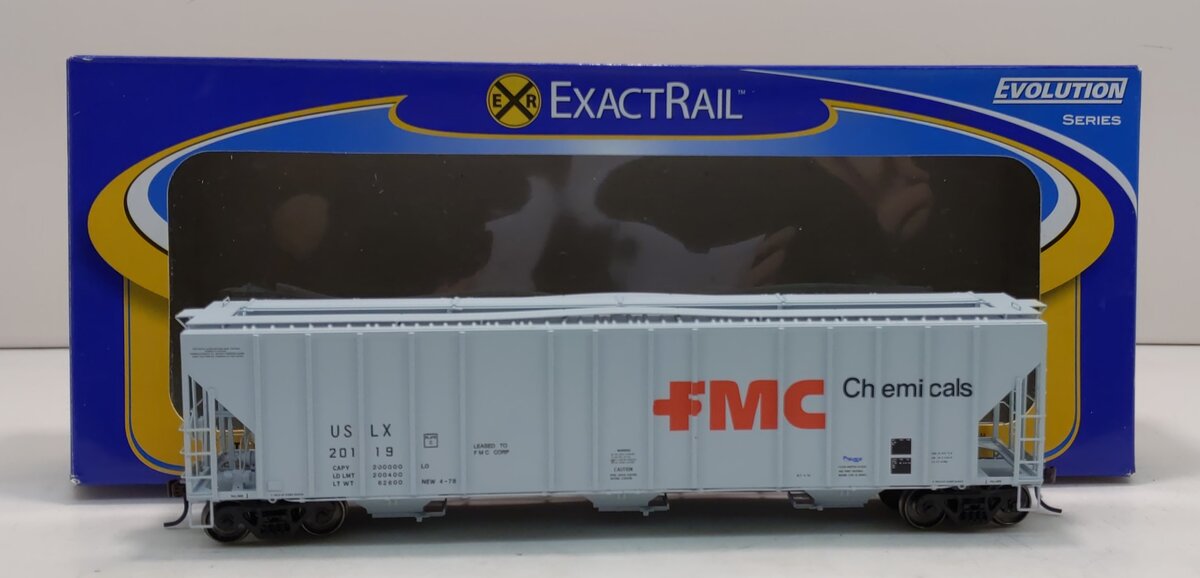Exact Rail EE-1703-2 HO Scale FMC Chemicals Evans 4780 Cu.Ft. Hopper ...