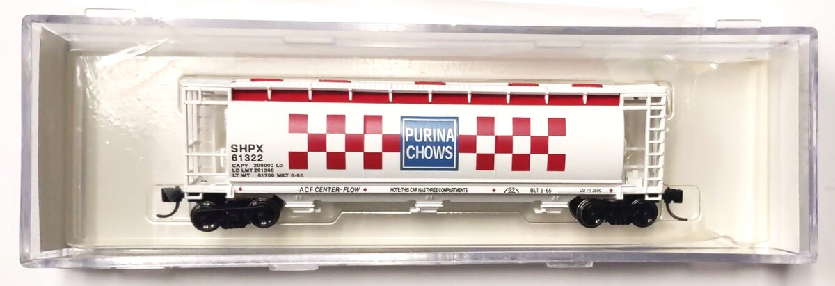 Bowser 37697 N Scale Purina Cylindrical Hopper Car #61322 – Trainz