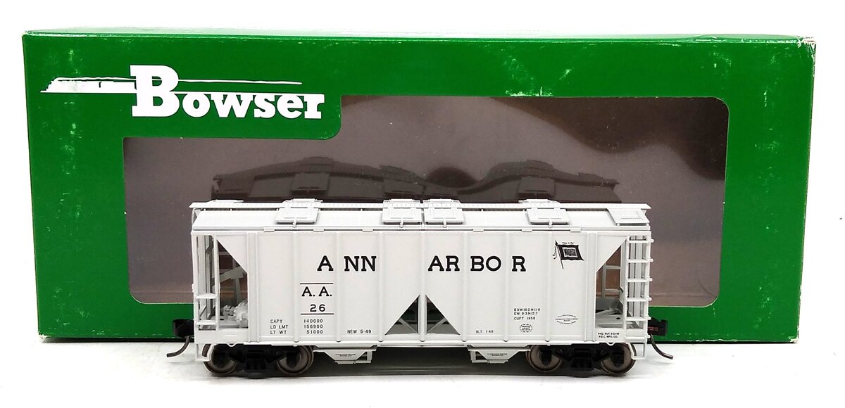 Bowser 42741 HO Ann Arbor 70-Ton 2-Bay Covered Hopper Ready-To-Run #26 – Trainz