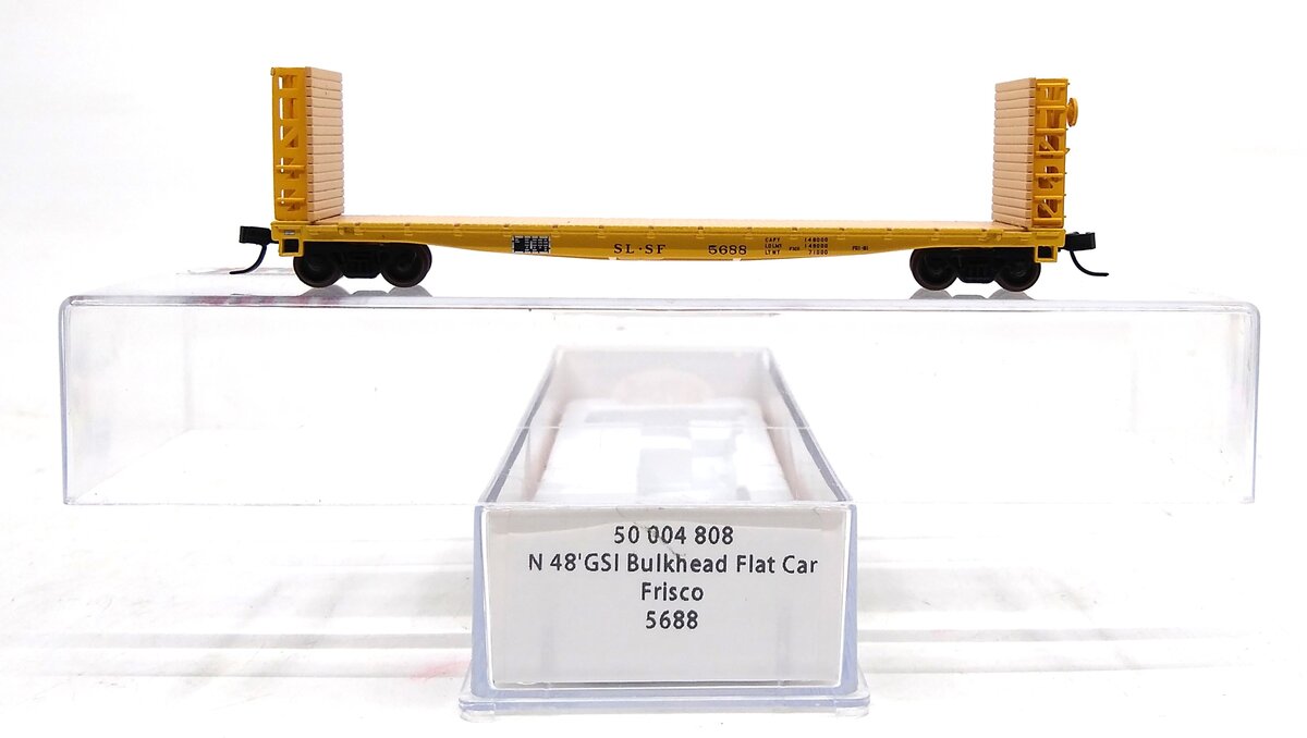 Atlas 50004808 N Frisco 48' GSI Bulkhead Flat Car #5688 – Trainz