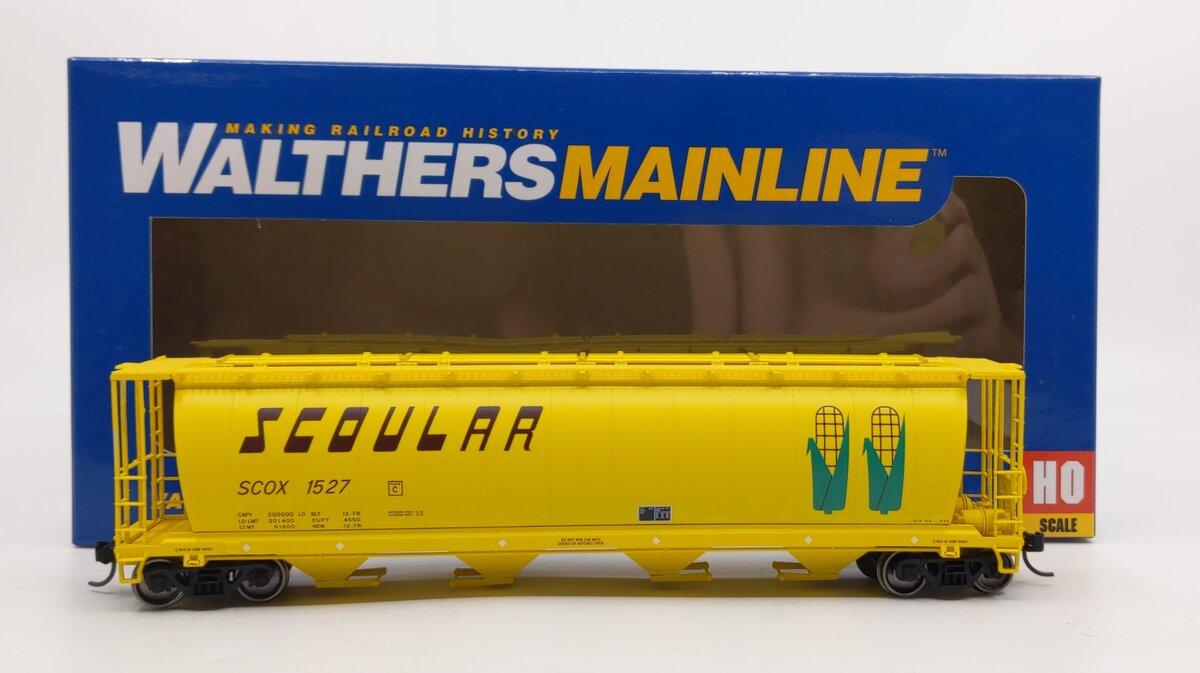 Walthers 910-7321 HO Scoular SCOX 59' Cylindrical Hopper RTR #1527 – Trainz