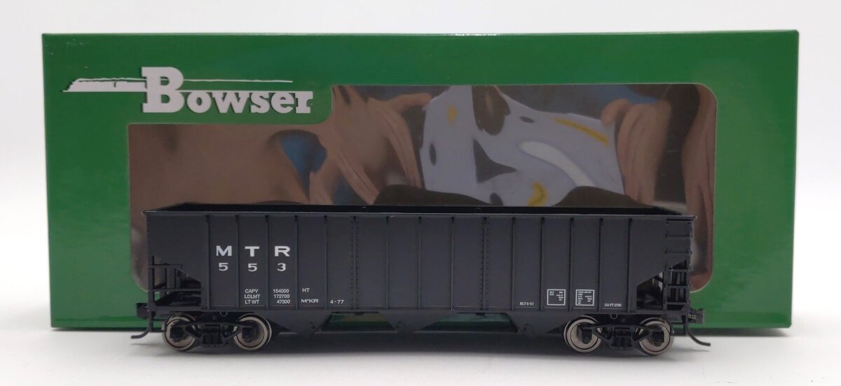 Bowser 42492 HO Montour 70-Ton 14-Panel 3-Bay Hopper #553 – Trainz