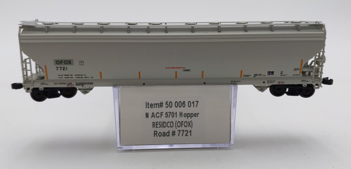 Atlas 50006017 N Residco OFOX ACF 5701 Plastic Hopper #7721 – Trainz