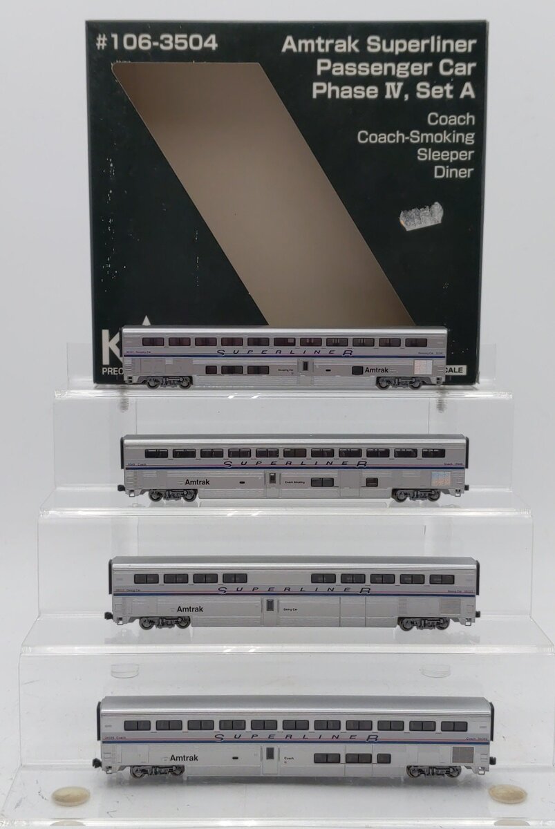 Kato 106-3504 N Scale Amtrak Superliner 4-Car Passenger (Set A) EX/Box ...