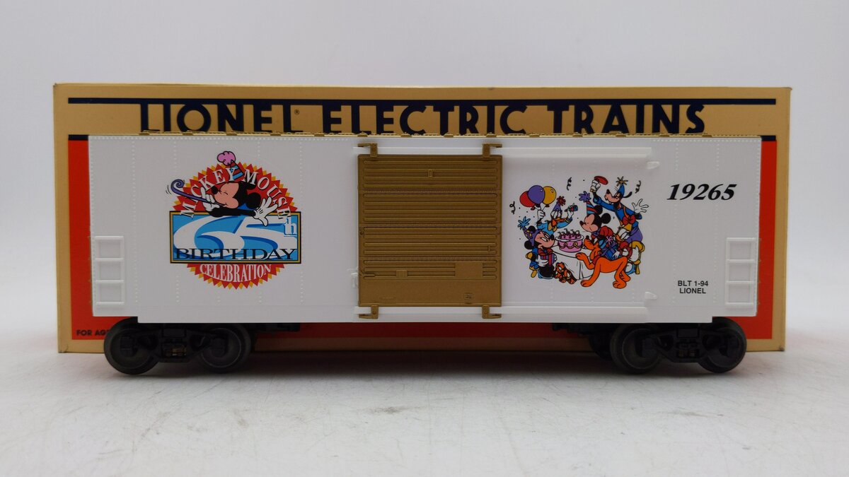 Lionel 6-19265 O Gauge Mickeys 65th Birthday Hi-Cube Boxcar EX/Box – Trainz