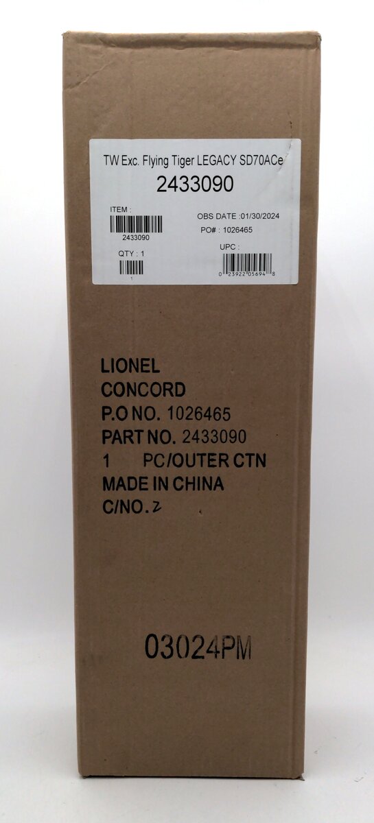 Lionel 2433090 O Gauge LEGACY Army Flying Tiger SD70ACe Diesel Locomot ...