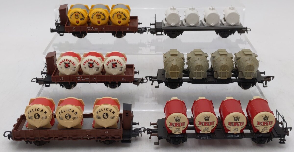 HO Scale German Federal Railway Assorted Flatcars W/ Gas Load [6] VG ...