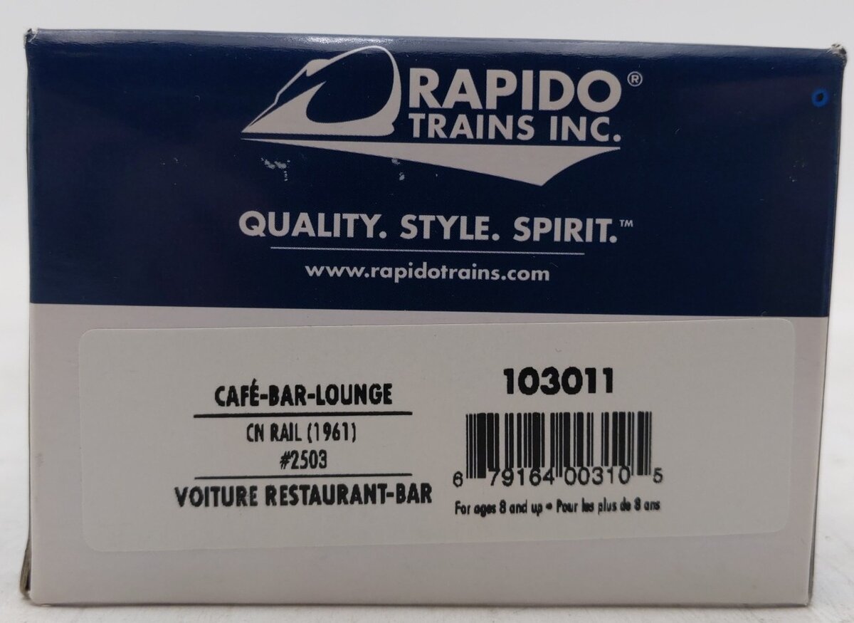 Rapido Trains 103011 HO Canadian National Cafe-Bar-Lounge #2503 EX/Box ...