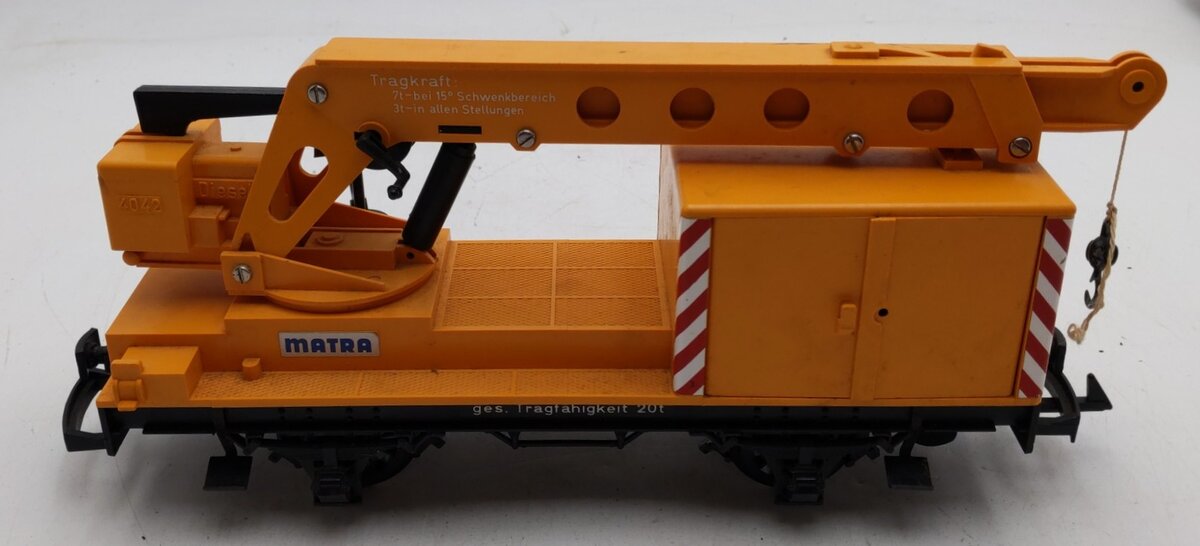 LGB 4042 G Scale Matra Yellow Construction Crane Car EX – Trainz