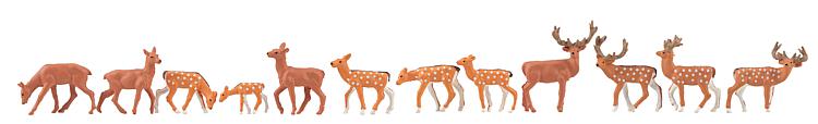 Faller 151906 HO Fallow Deer, Red Deer Figures (Set of 12) – Trainz
