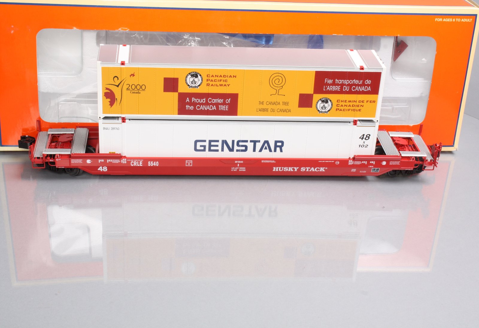 Lionel 6-27520 O Gauge Coe Rail Husky Stack w/Containers – Trainz