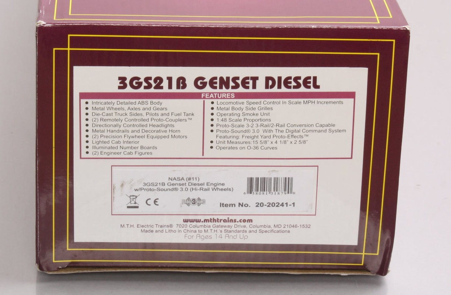 MTH 20-20241-1 NASA 3GS21B Genset Diesel Engine w/PS3 #11 – Trainz