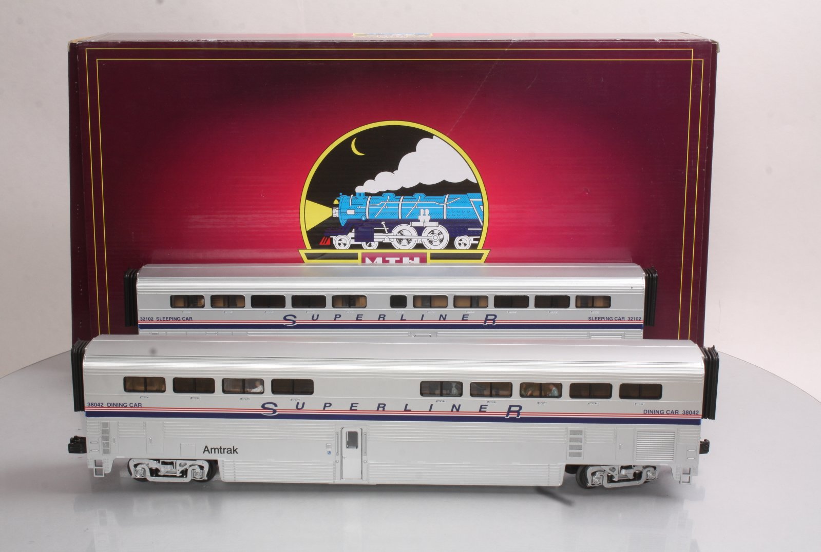 MTH 20-66233 O Amtrak SuperLiner Passenger Coach Car Set (Set of 2 ...