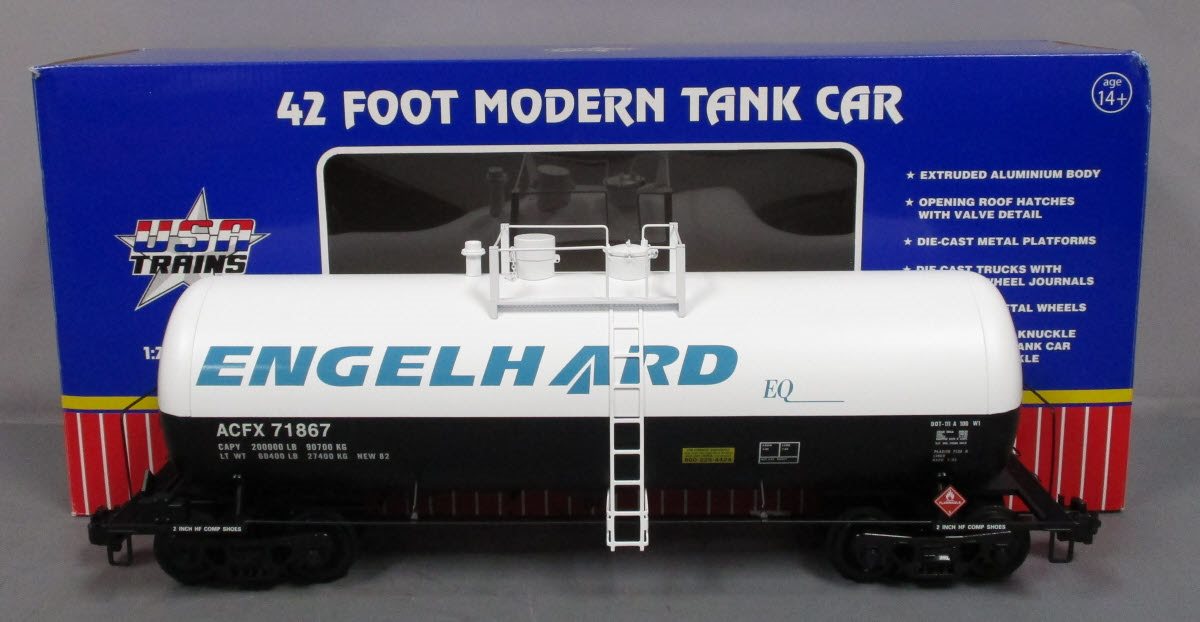 USA Trains R15257 G Engelhard 42' Modern Tank Car (White, Black) – Trainz