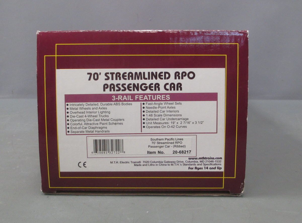 MTH 20-68217 Southern Pacific Lines 70' ABS RPO Passenger Car (Ribbed ...
