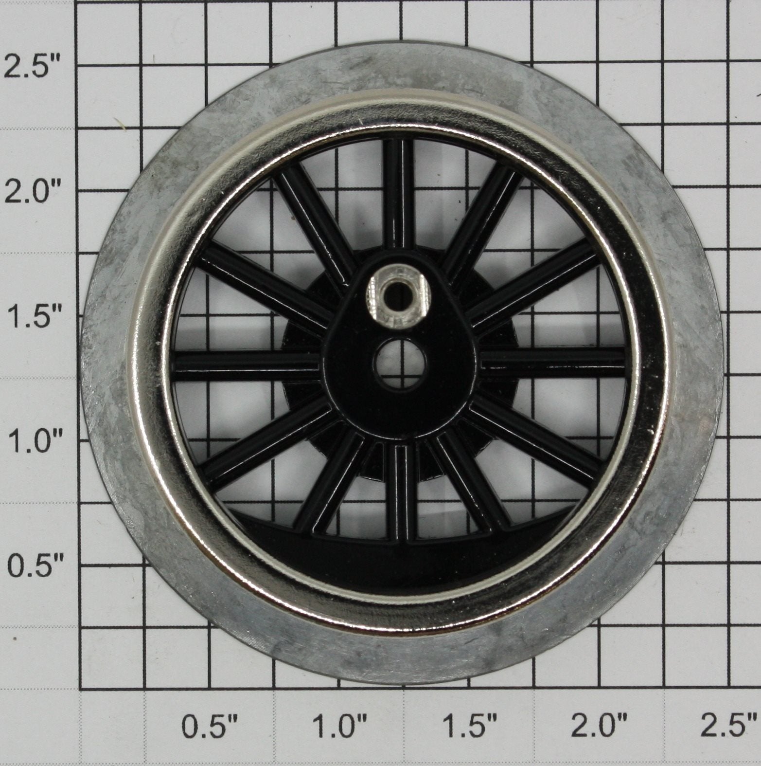 American Flyer 4696-3 Black Spoked 2-1/2" Std. Gauge Plain Wheel w/ Ec ...