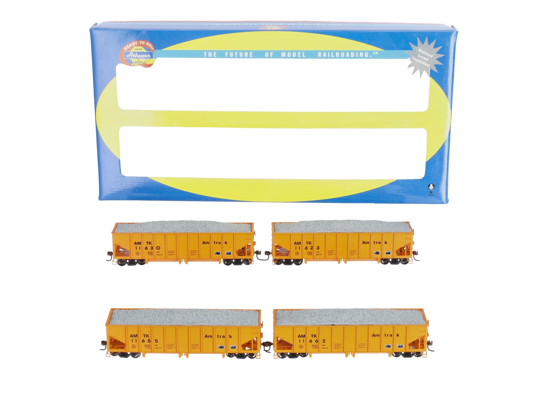 Athearn 76414 HO Scale Amtrak 40' Outside Braced Ballast Hoppers 4-Pac – Trainz