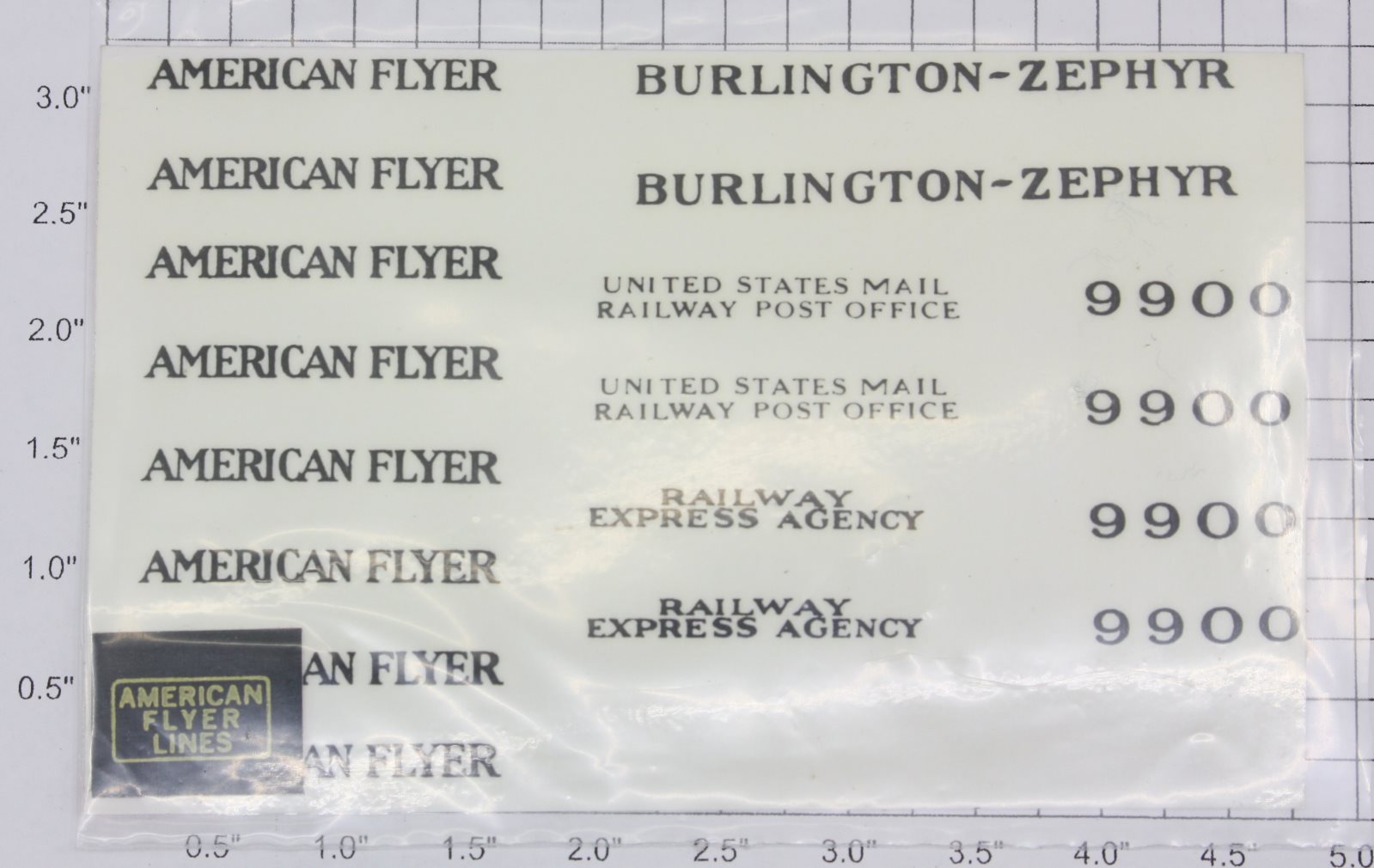 American Flyer 9900-1 Burlington-Zephyr Black Lettering Sticker Decal ...