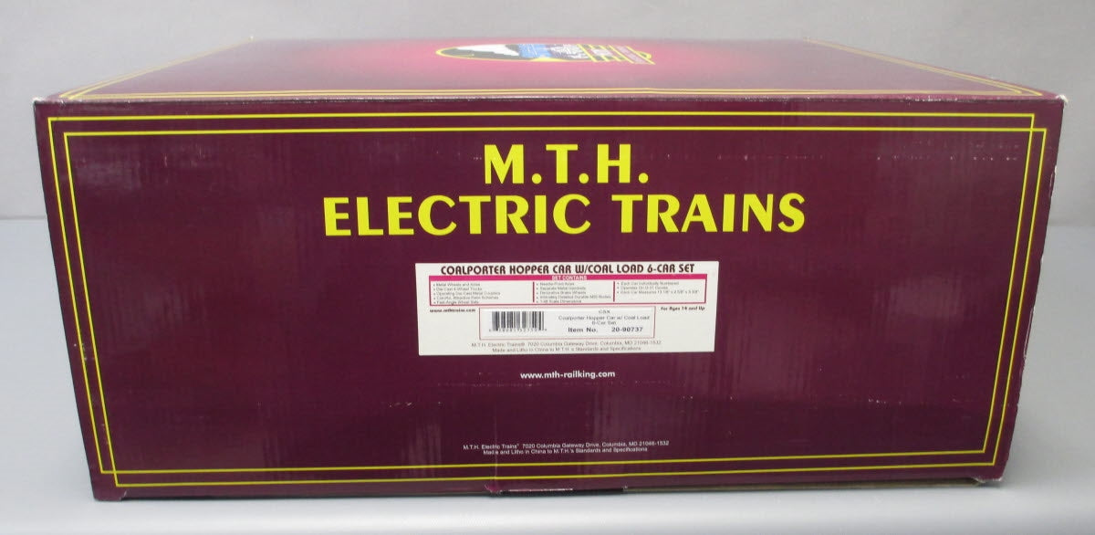 MTH 20-90737 O Gauge CSX Coalporter Hoppers w/ Coal Load 6-Car Set – Trainz