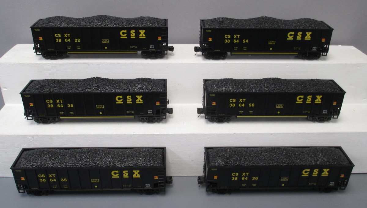 MTH 20-90737 O Gauge CSX Coalporter Hoppers w/ Coal Load 6-Car Set – Trainz