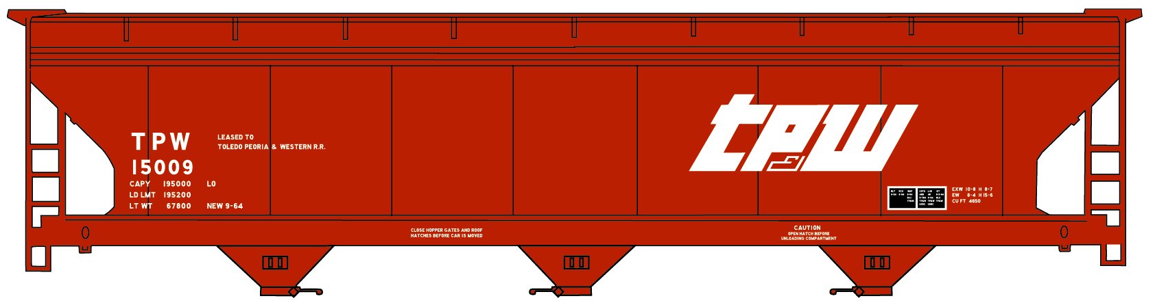 Accurail 2117 HO TP&W 2000 Series ACF 3-Bay Covered Hopper Kit #15009 ...