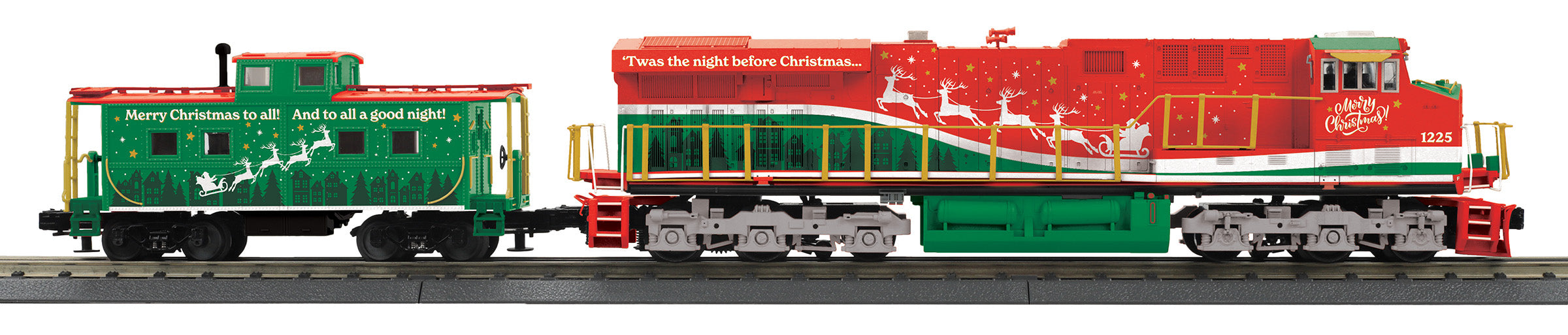 MTH 30-20974-1 O Christmas ES44AC Imperial Diesel Loco & Caboose Set w ...