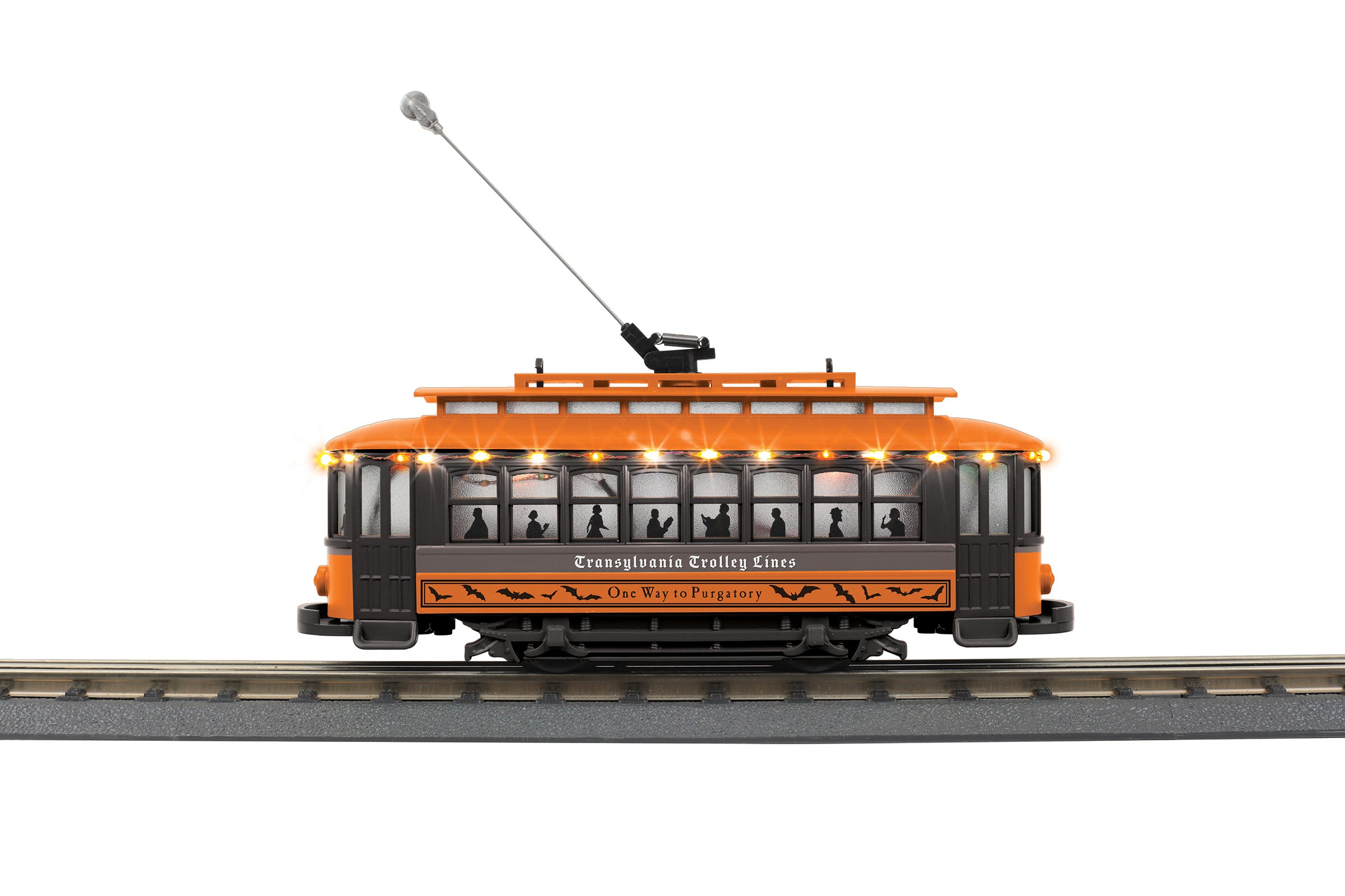 MTH 30-5213 O Transylvania Traction Bump-N-Go Trolley with LED Lights – Trainz