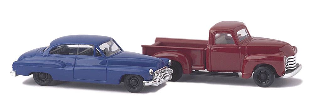 Busch 8320 N Scale 1950 Chevy Pickup Truck & 1950 Buik Sedan Vehicles ...