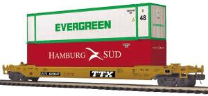 MTH 20-95114 O TTX Husky Stack Car #645047 with 2 Containers – Trainz