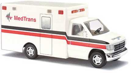 Busch 41804 HO 1:87 Ford E-350 Med Transport Ambulance – Trainz