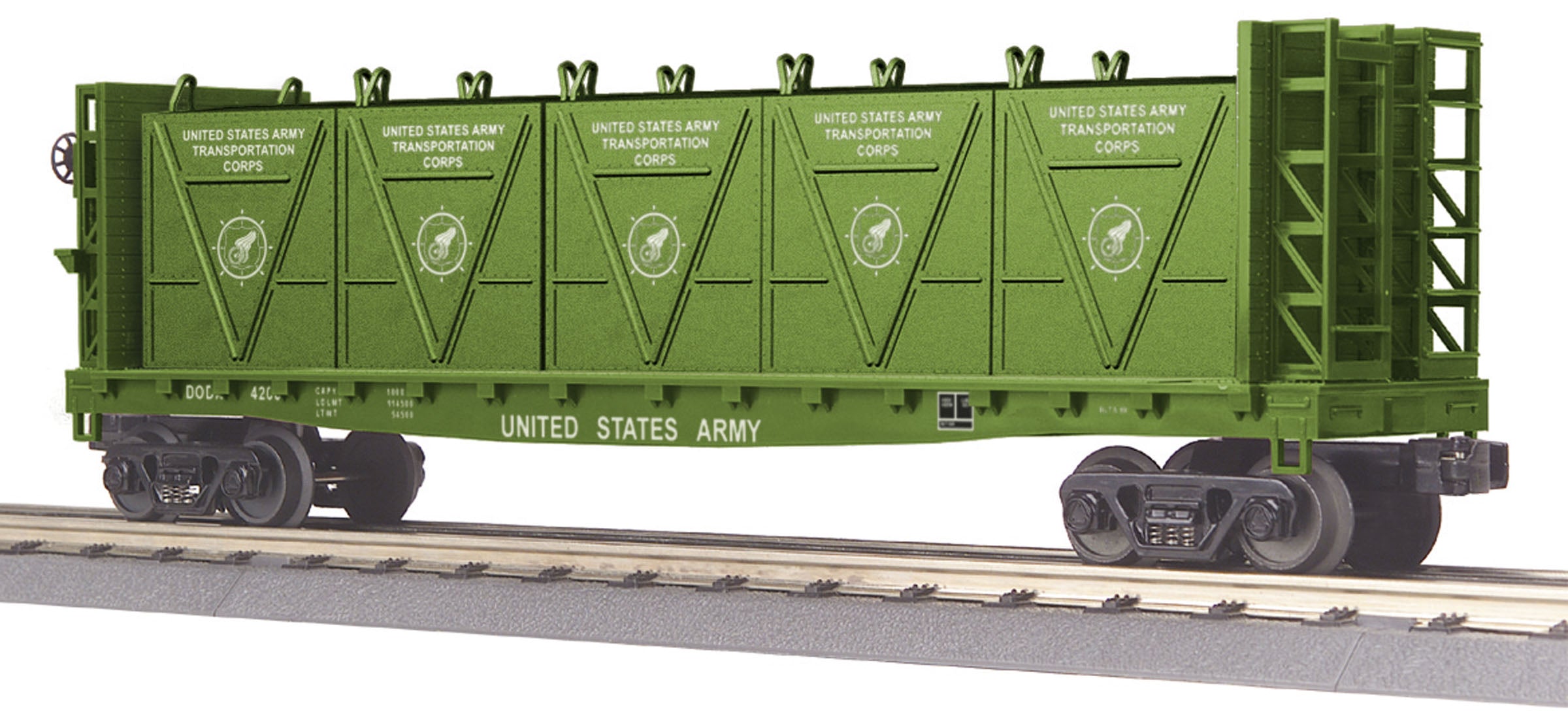 MTH 30-76566 O US Army Bulkhead Flat w/LCL Containers – Trainz