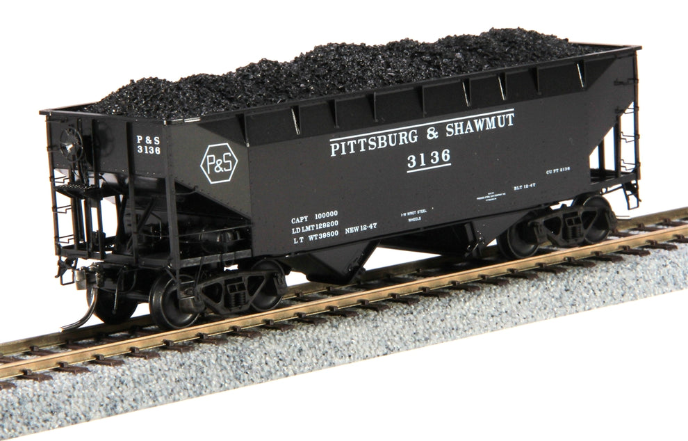 Kadee 7051 HO Pittsburg & Shawmut 50-Ton Offset 2-Bay Open Hopper #313 ...