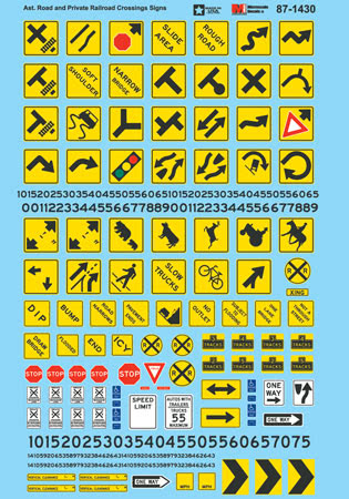Microscale 87-1430 HO Parking Signs and Clearance Signs Decal Sheet ...