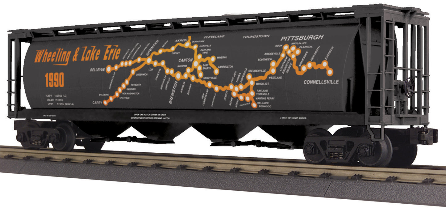 MTH 30-75598 O Wheeling and Lake Erie (Map) 4-Bay Cylindrical Hopper C ...
