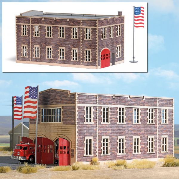 Busch 9732 HO U.S. Fire Department Building Kit – Trainz
