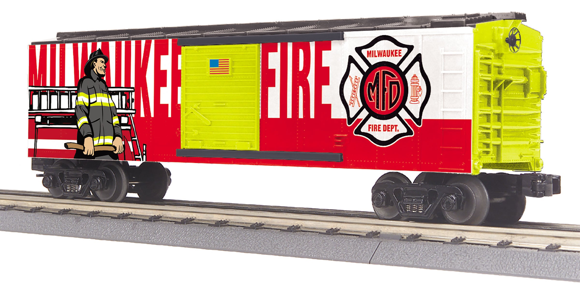 MTH 30-74996 O Milwaukee Fire Department Box Car – Trainz