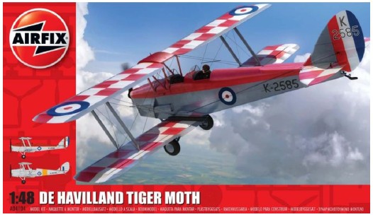 Airfix Products A04104 1:48 De Havilland Tiger Moth Military Aircraft ...