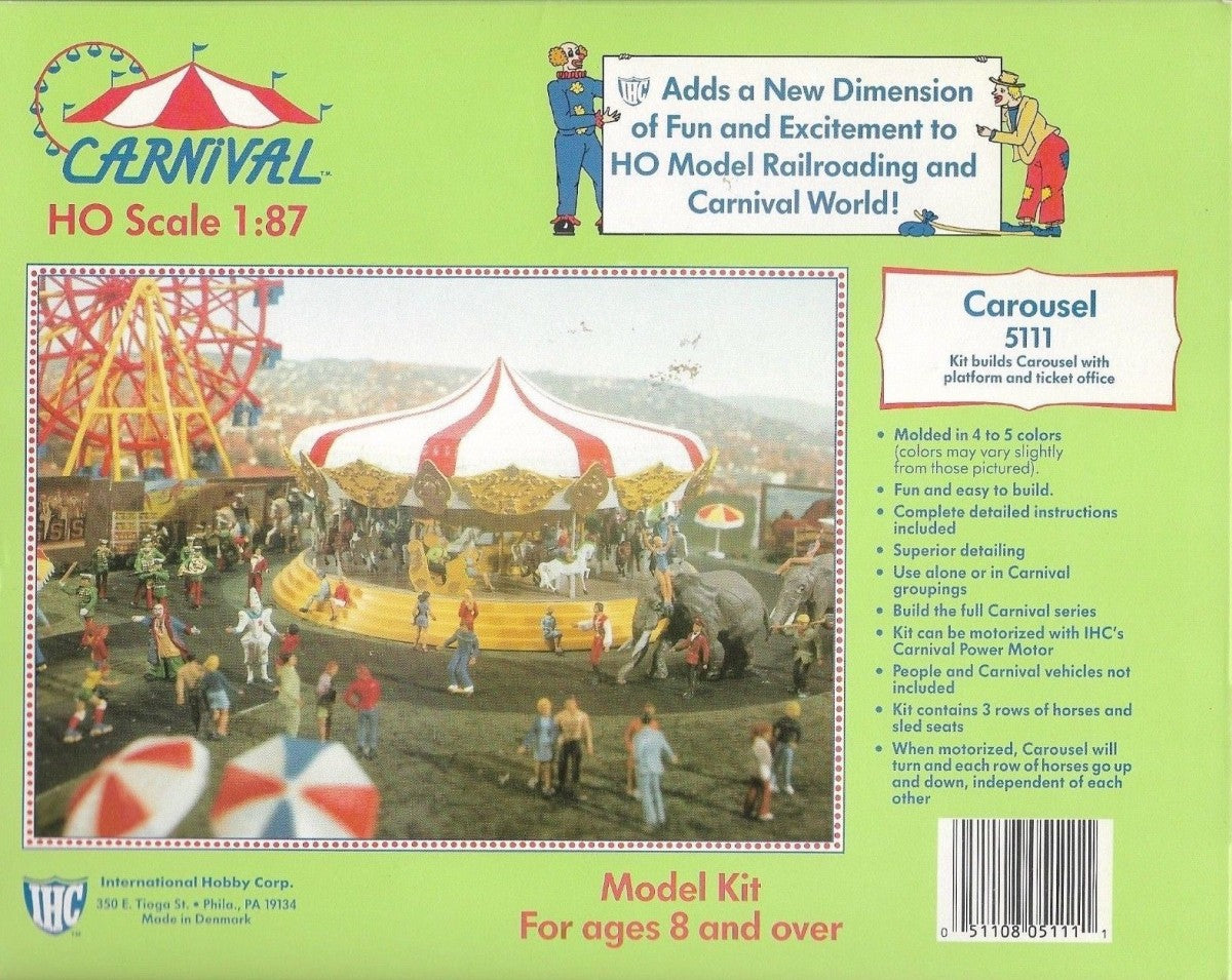 IHC 5111 HO Carnival Green Box Carousel W/ Platform & Ticket Office ...