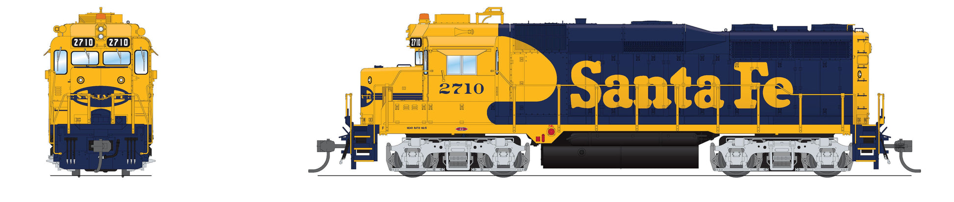 Broadway Limited 7560 HO ATSF Blue Bonnet GP30 Diesel Locomotive w/Sou ...