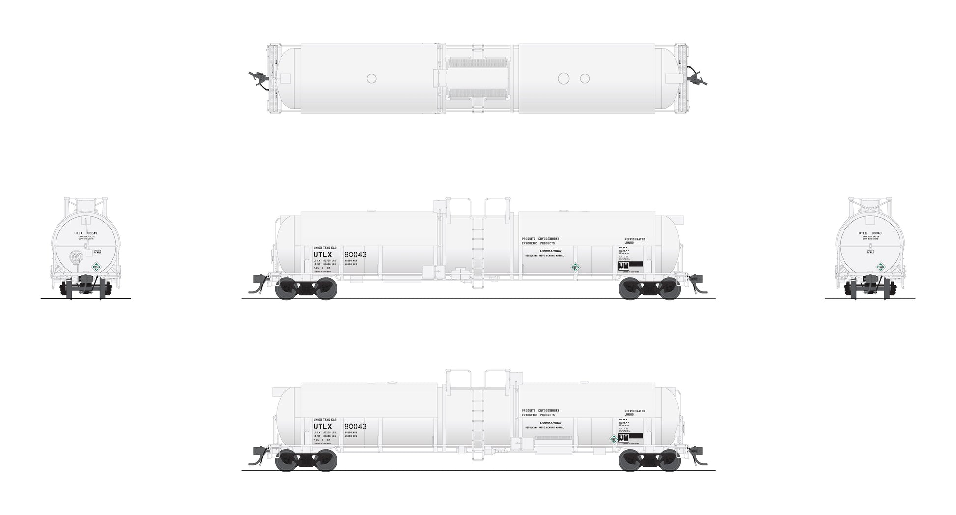 Broadway Limited 8046 HO UTLX White Cryogenic Tank Car – Trainz