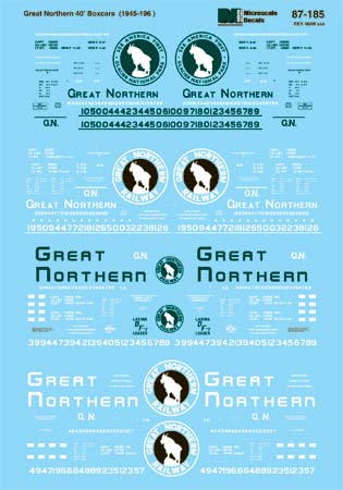 Microscale 87-185 HO 1945-1961 Great Northern 40'' Boxcars Decal Sheet ...