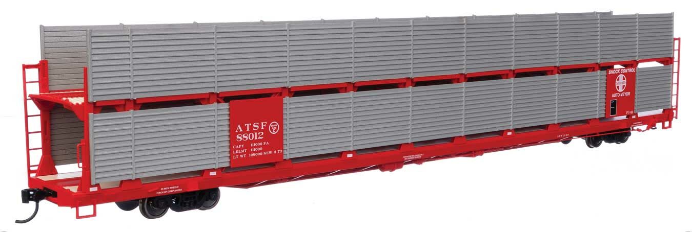 Walthers 910-8102 HO ATSF 89' Flatcar w/ Bi-Level Shielded Auto Rack R ...
