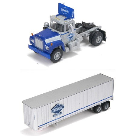 Athearn 70983 HO Overnite Mack R Tractor w/40' Trailer - RTR – Trainz