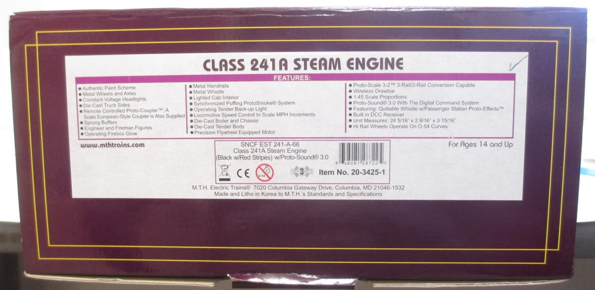 MTH 20-3425-1 241A SNCF Steam Engine w/PS3 #66 – Trainz