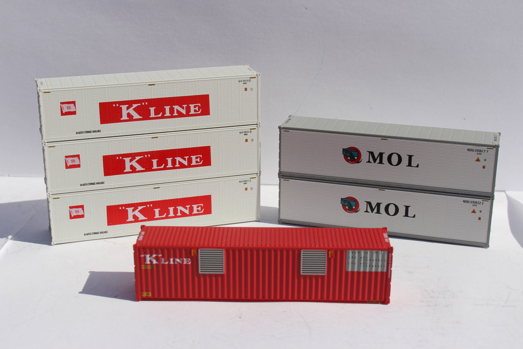 JTC Model Trains 406507 N K-Line/MOL 40' Hi-Cube Reefer Set (Set of 6 ...